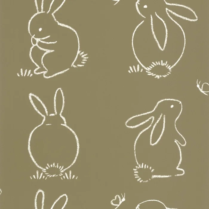 Funny Bunny - Vert Kaki wallpaper | Once Upon A Time Wallpapers | Casadeco