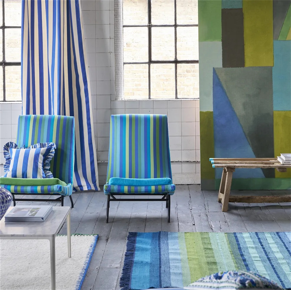 Conduit Stripe - Indigo fabric | Studio Stripes | Designers Guild