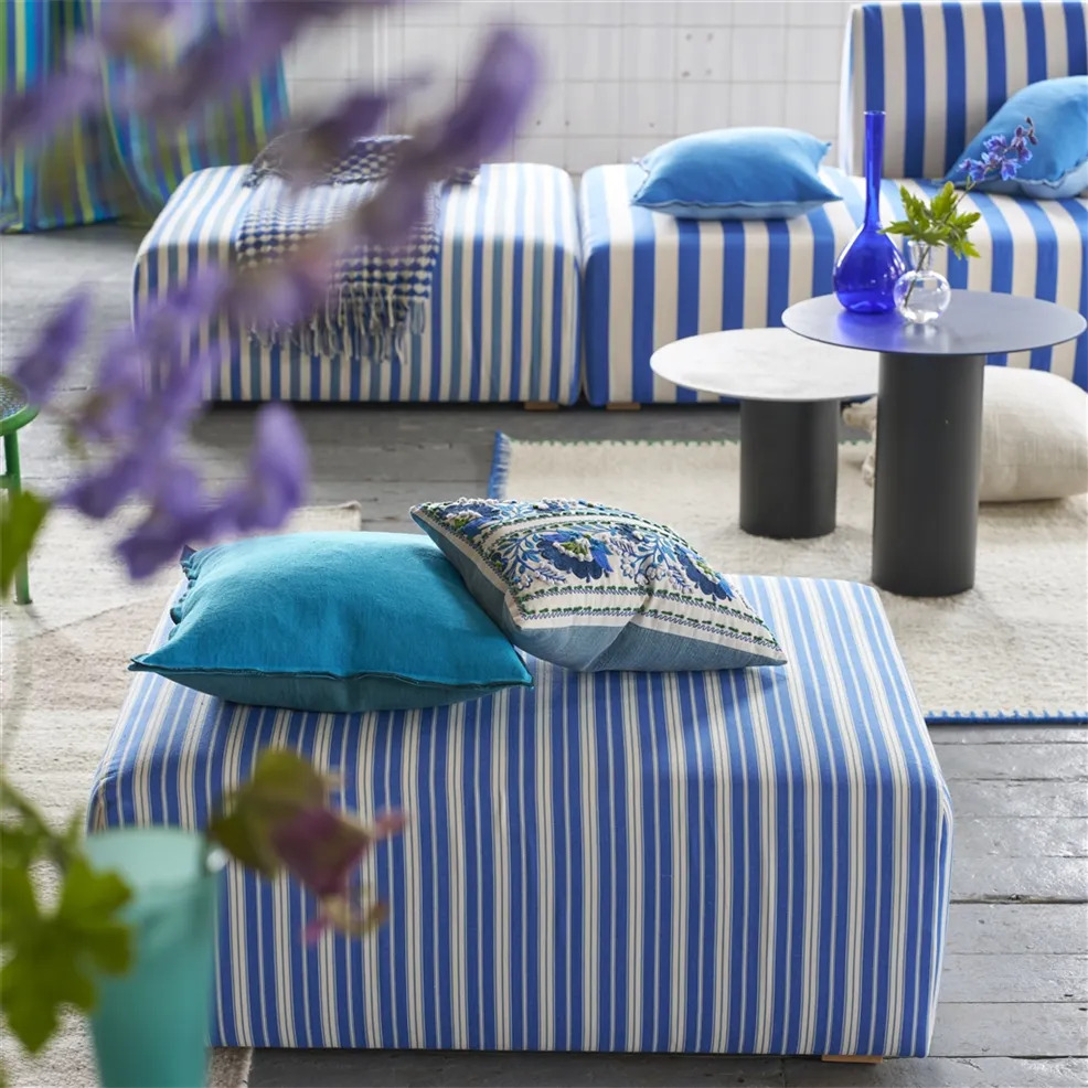 Conduit Stripe - Cobalt fabric | Studio Stripes | Designers Guild