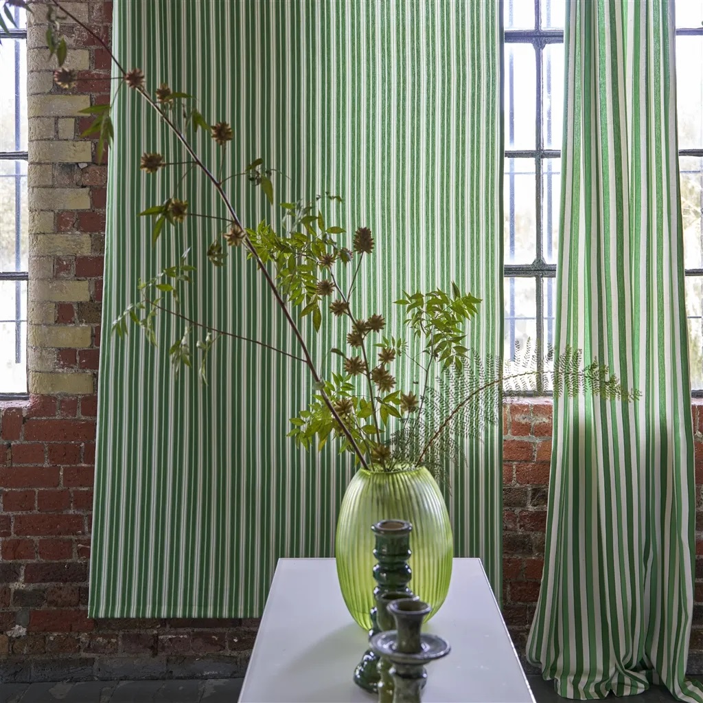 Conduit Stripe - Emerald fabric | Studio Stripes | Designers Guild