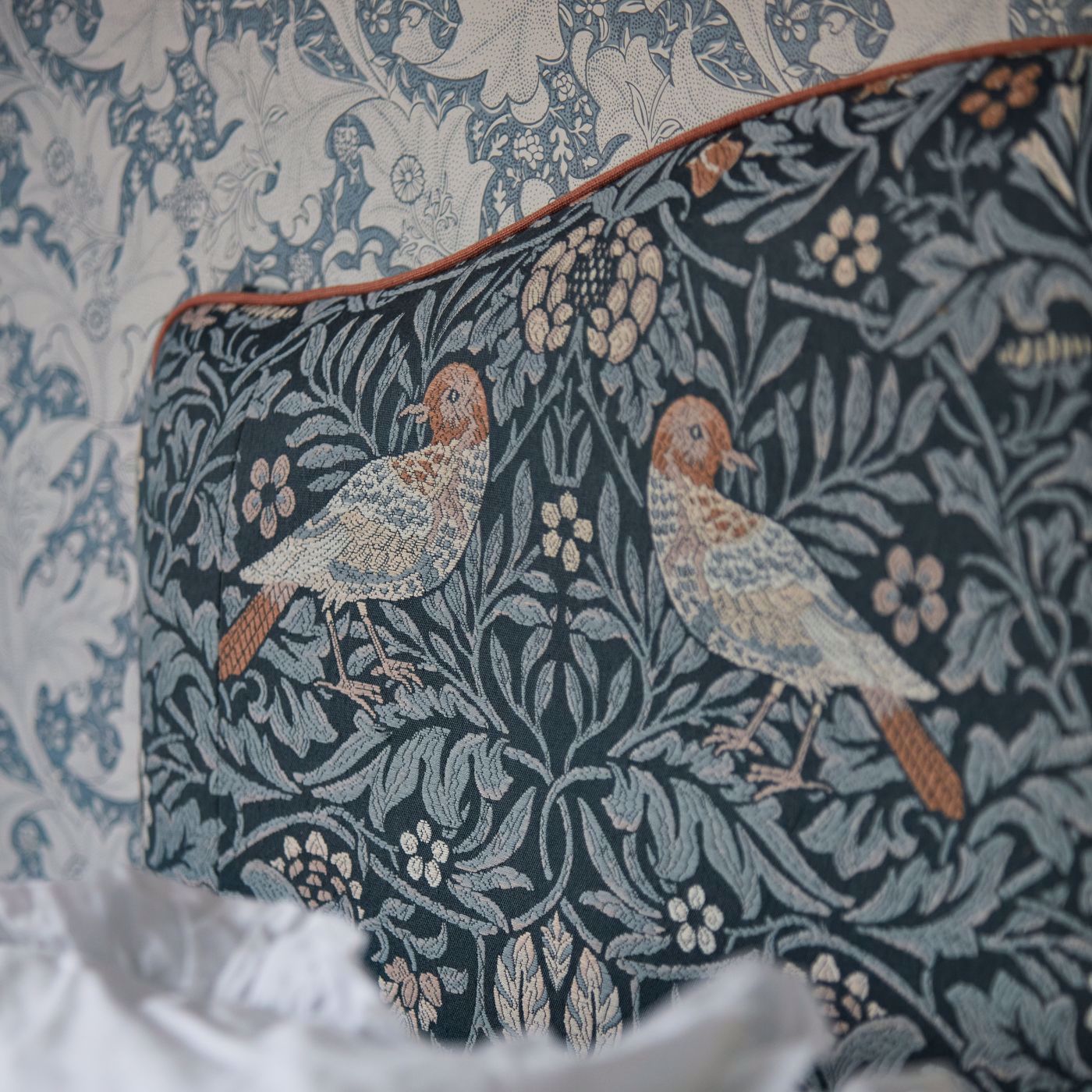 Bird Tapestry - Webbs Blue fabric | Emery Walkers House | Morris & Co