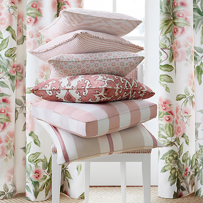 Camellia Garden - Coral fabric | Devon Fabrics | Anna French