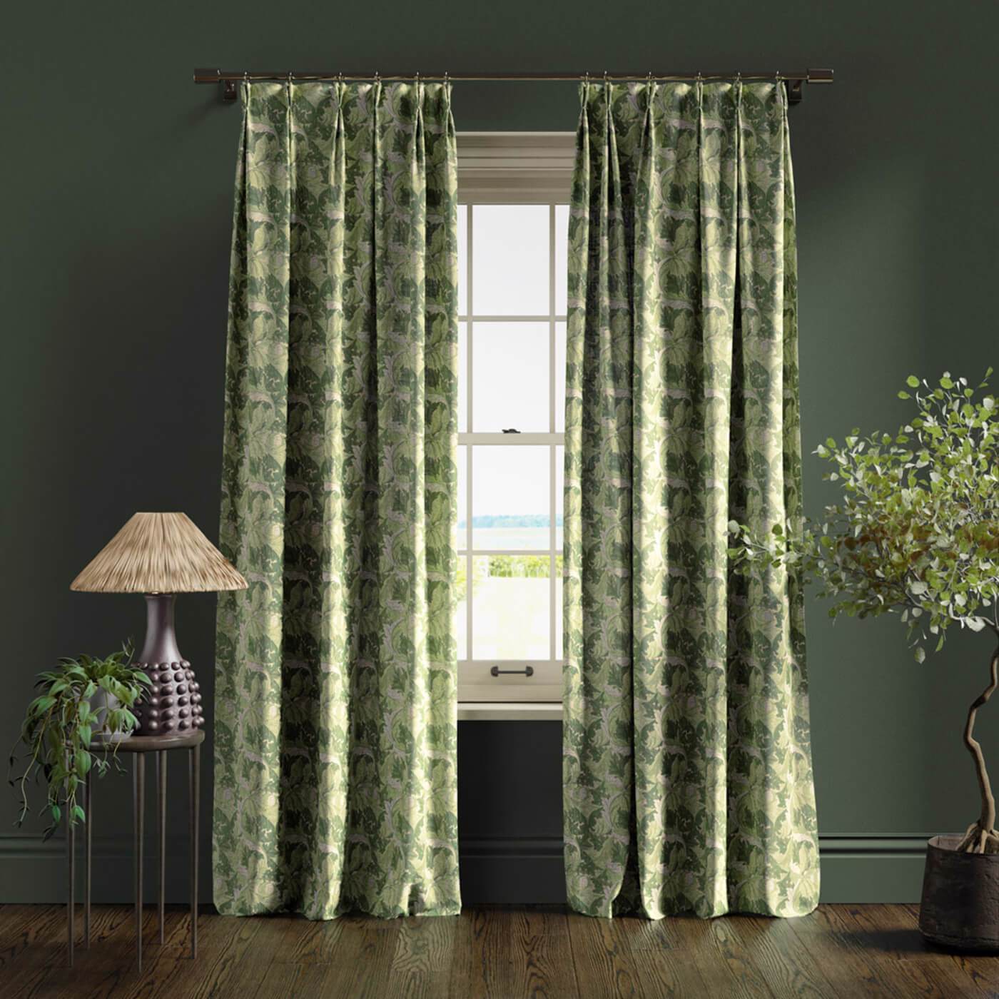 Acanthus - Apple/Sage fabric | William Morris Designs | Clarke & Clarke