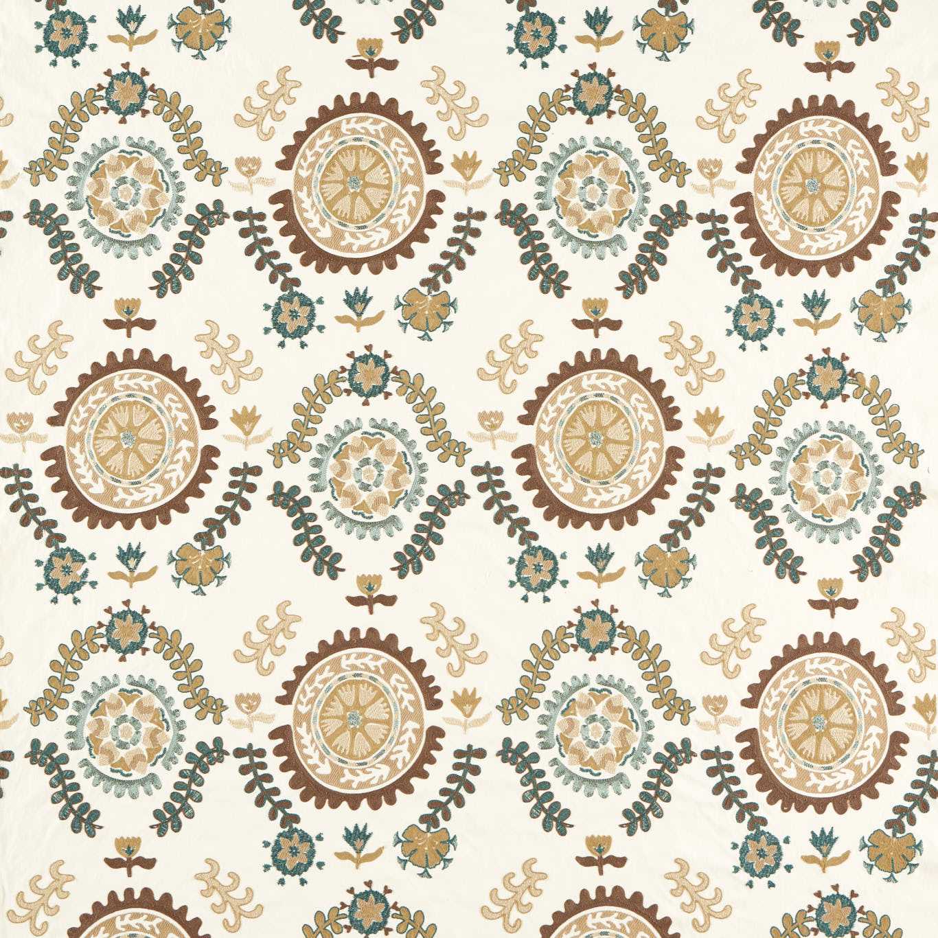 Annabel's Suzani Embroidery - Mineral/Gritstone fabric | Highgrove ...