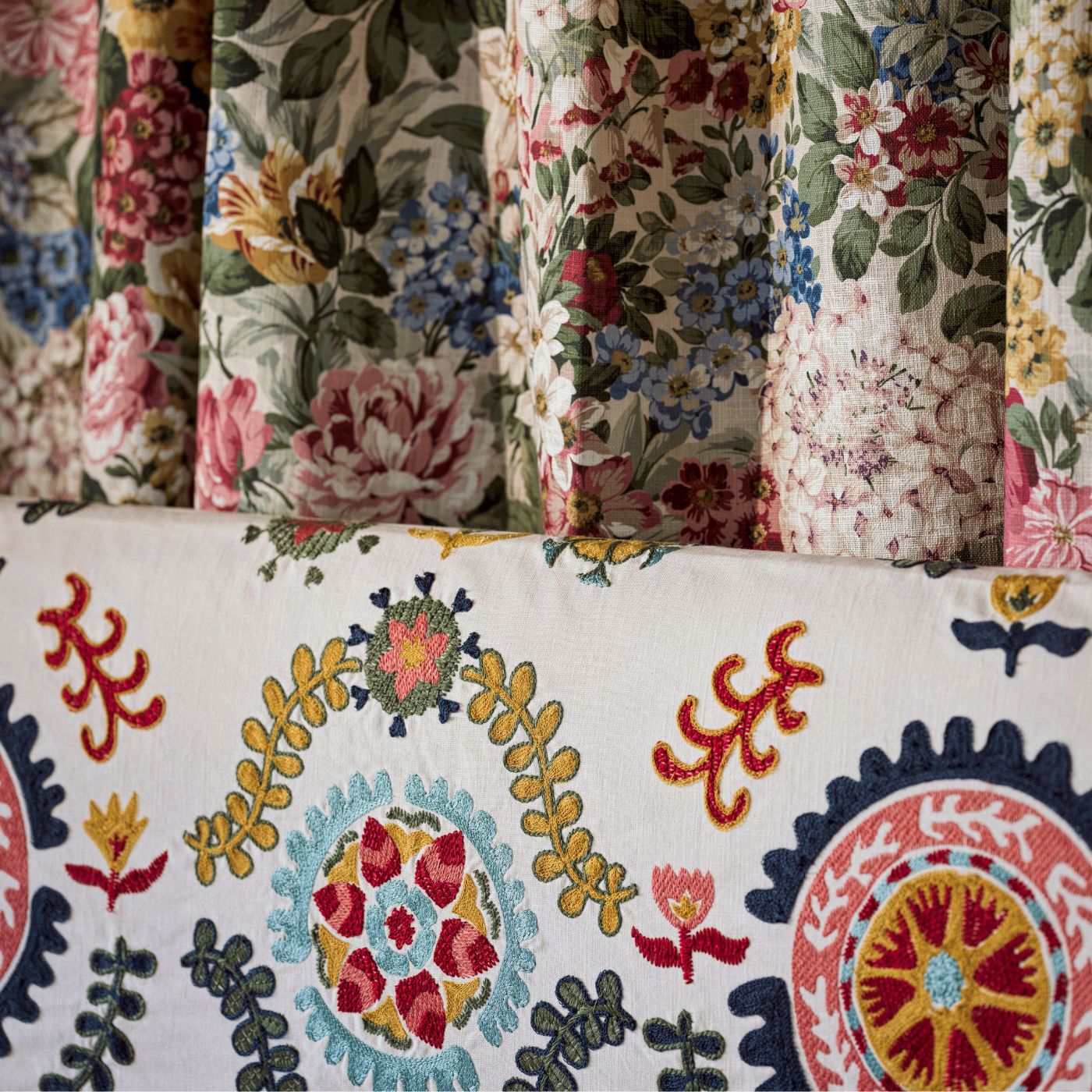 Annabel's Suzani Embroidery - Sapphire/Ruby fabric | Highgrove Fabric ...