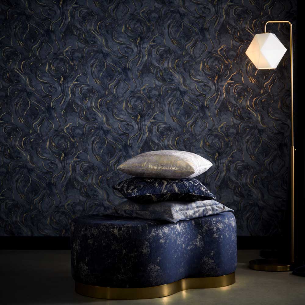 Lavico - Midnight wallpaper | Lusso Wallpapers | Clarke & Clarke