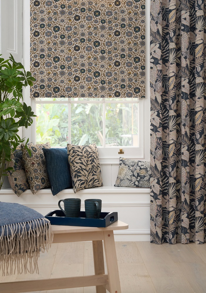 Compton - Navy fabric | Botanical | Chess Designs