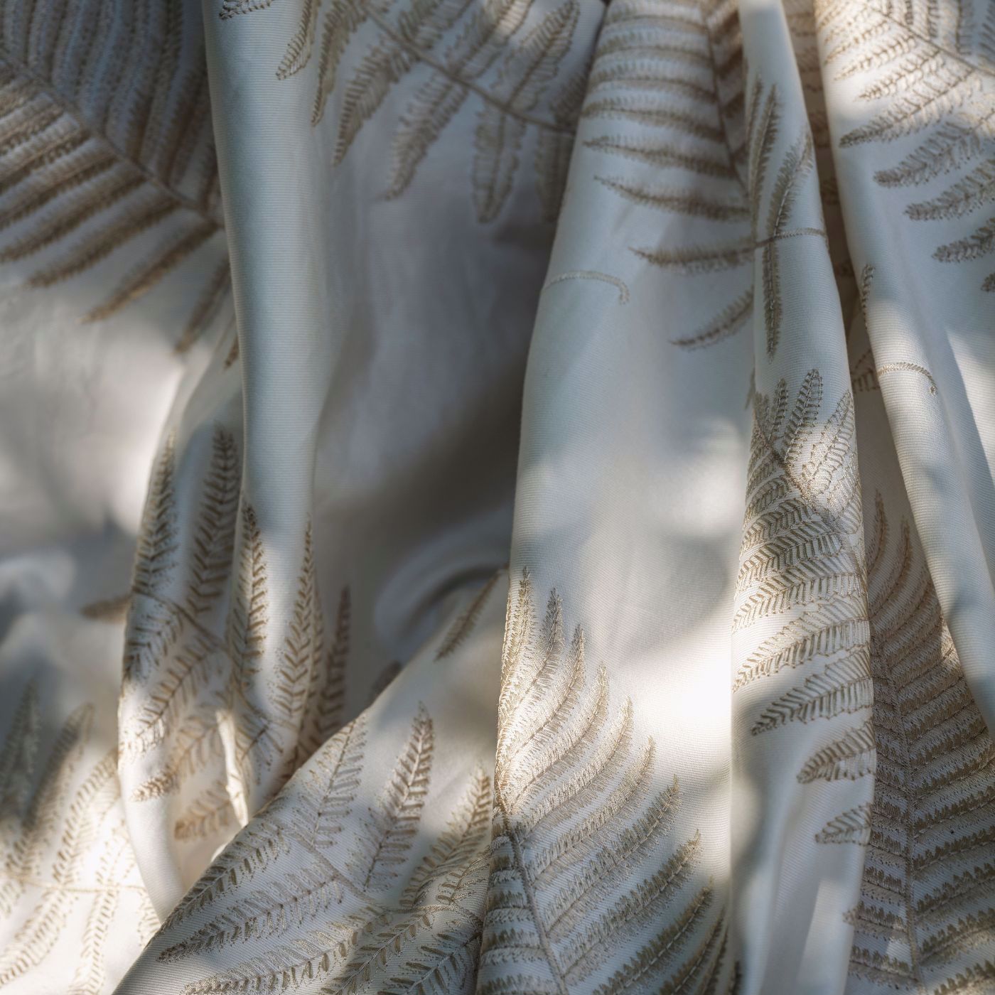 Fern Embroidery - Ivory fabric | Country Woodland Fabrics | Sanderson