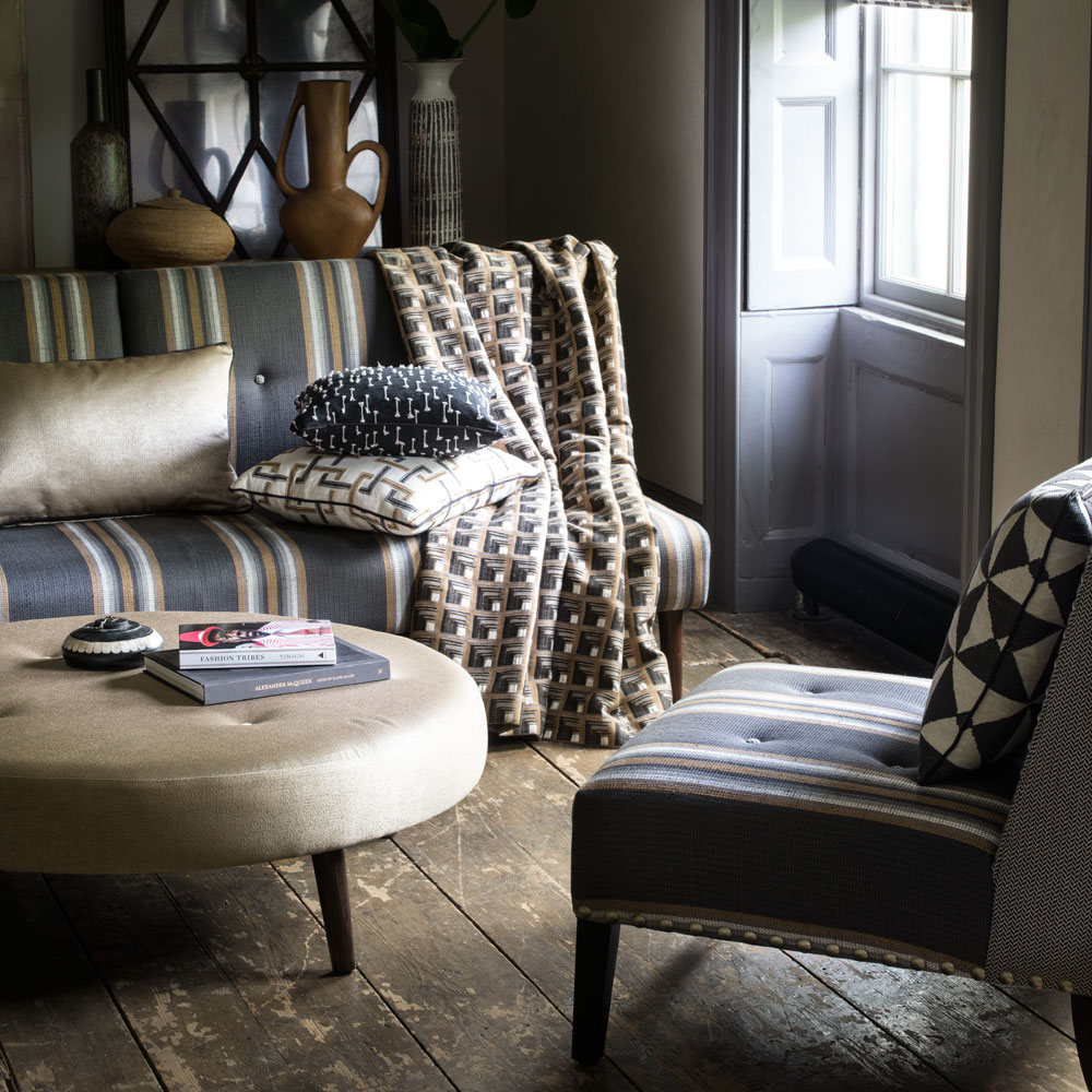 Nala - Charcoal fabric | Amara | Clarke & Clarke