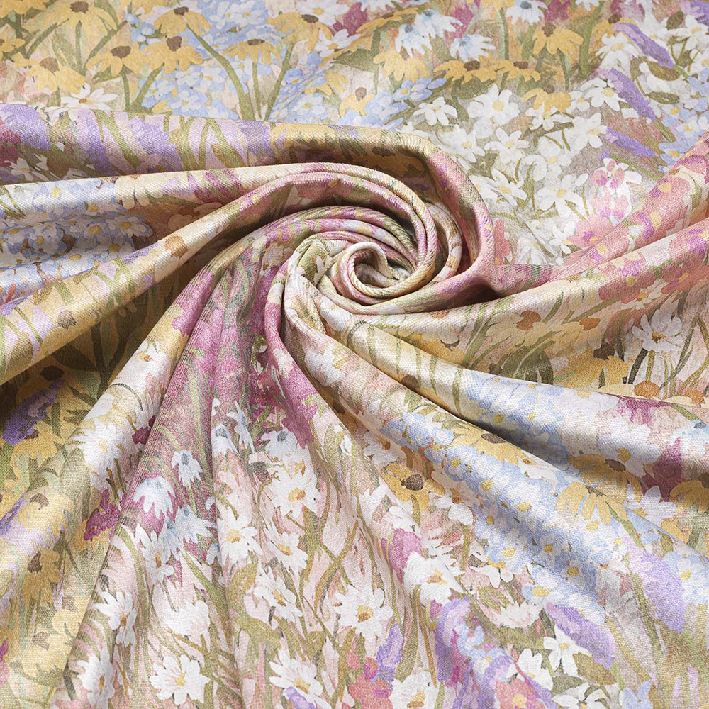 Grande Fleur Velvet - Peach & Blush fabric | The Gardens Fabric ...
