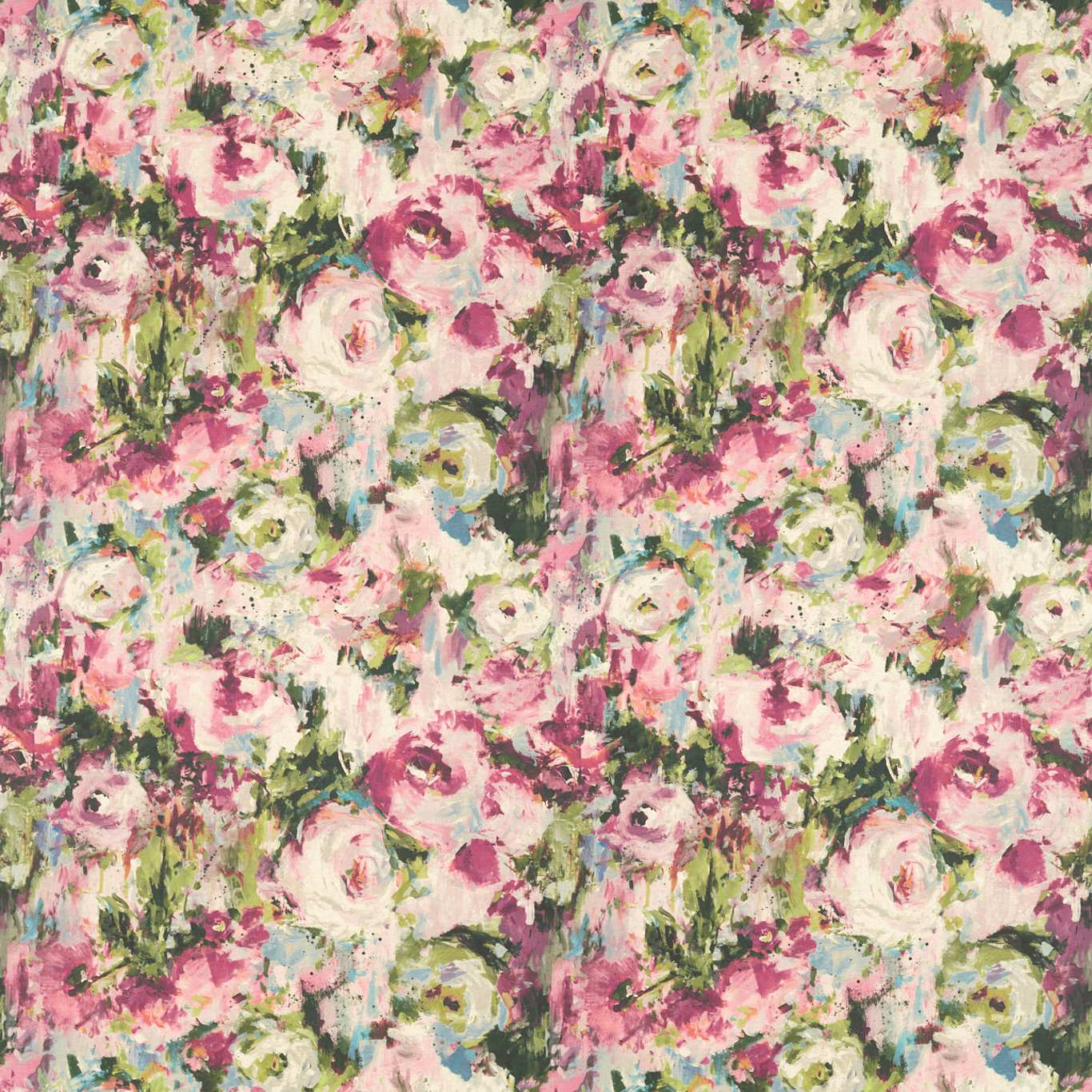 Kingsley - Multi Linen fabric | Floral Flourish | Clarke & Clarke