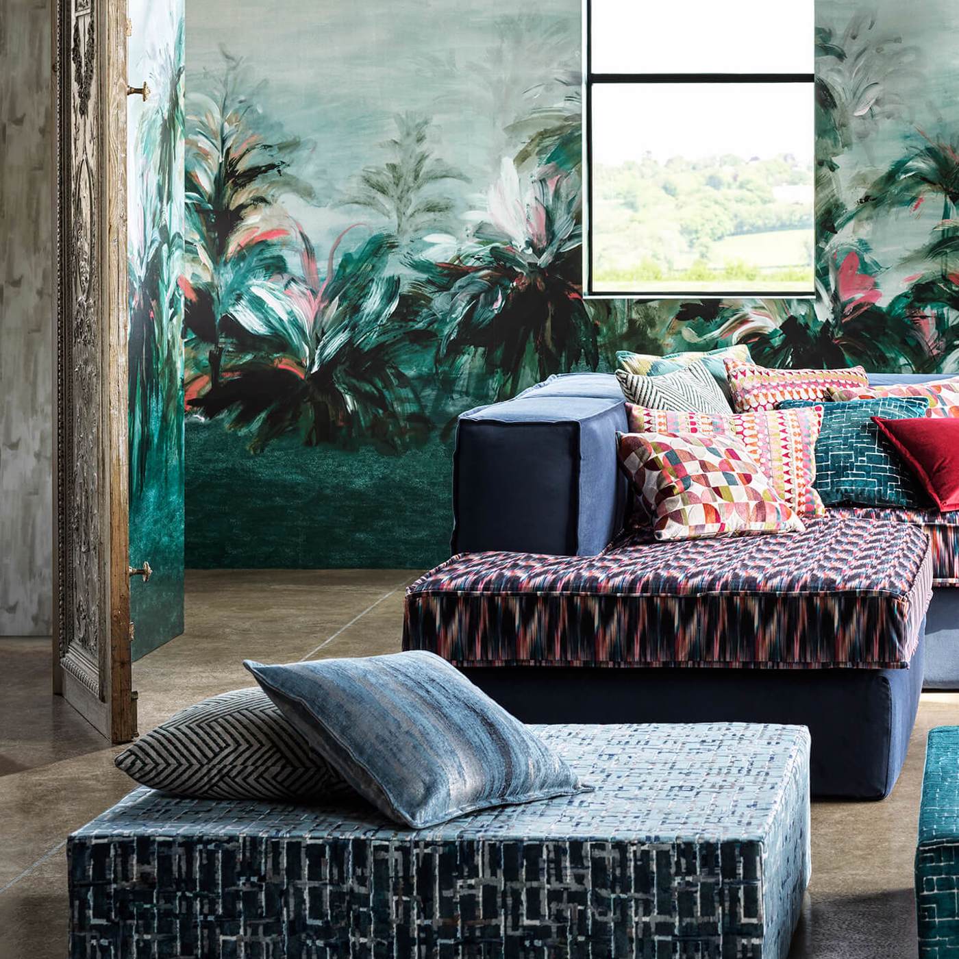 Quadrata - Charcoal fabric | Vivido | Clarke & Clarke Quadrata - Charcoal fabric | Vivido | Clarke & Clarke