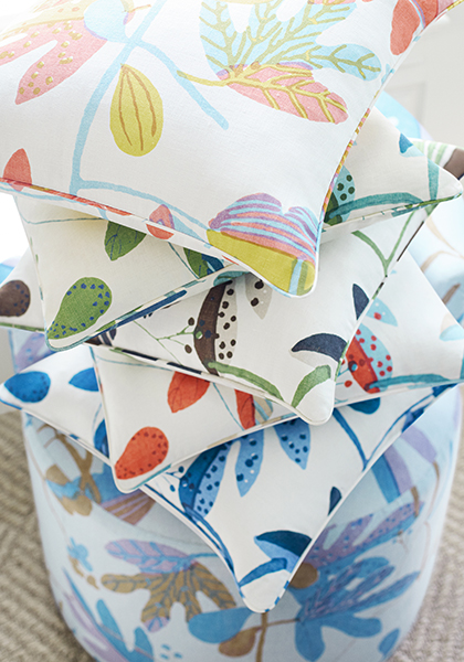 Matisse Leaf - Blue and White fabric | Kismet Fabrics | Thibaut