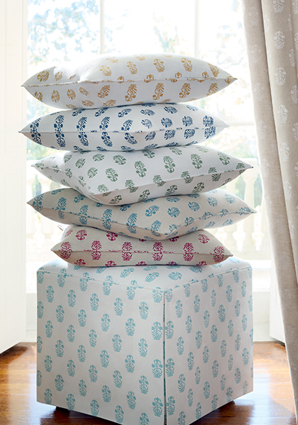 Corwin - Gold on White fabric | Indienne Fabrics | Thibaut