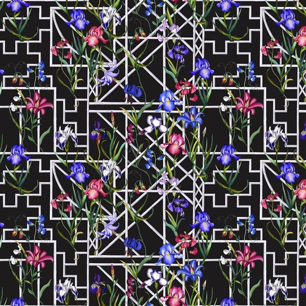 Fretwork Garden - Jais fabric | Stravaganza Fabrics | Christian Lacroix