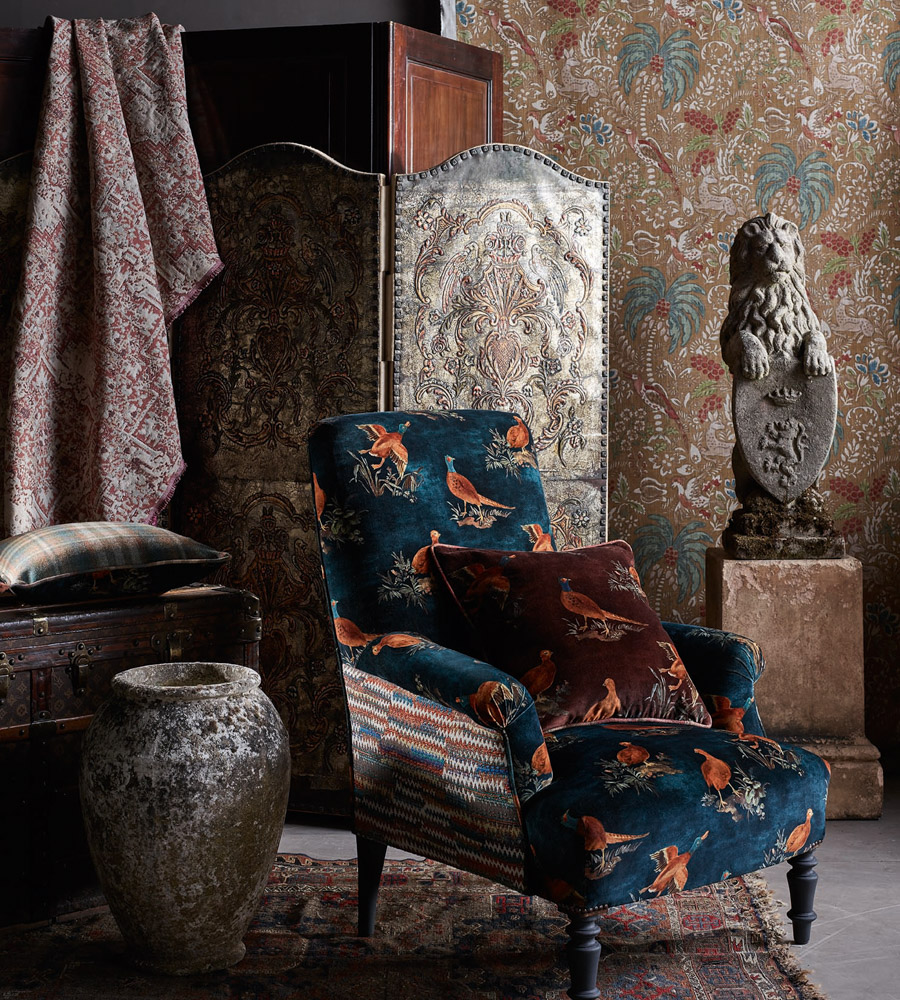 Game Show - Teal fabric | Modern Country Velvets | Mulberry Home