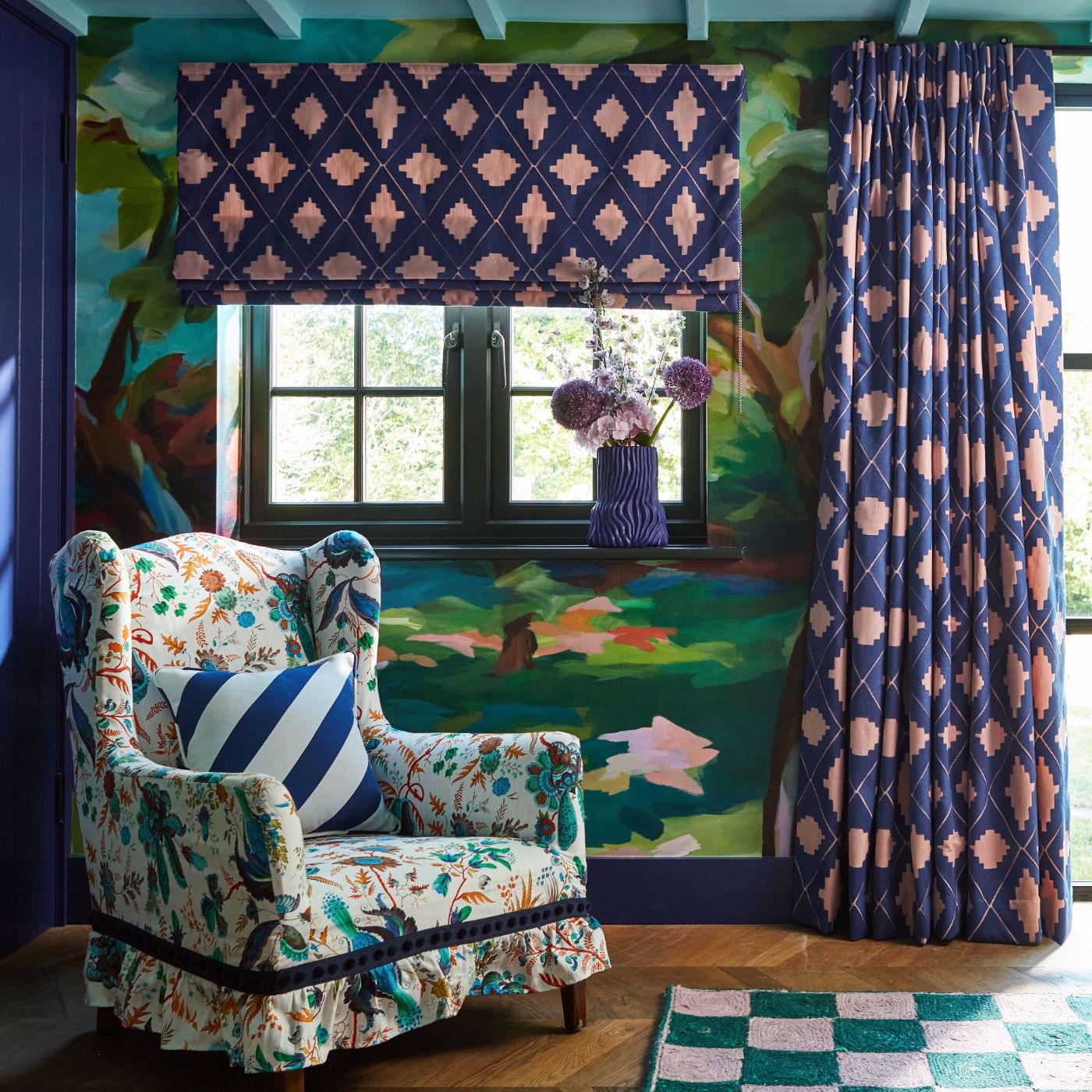 Garden Terrace - Lapis/Rose fabric | Harlequin X Sophie Robinson ...