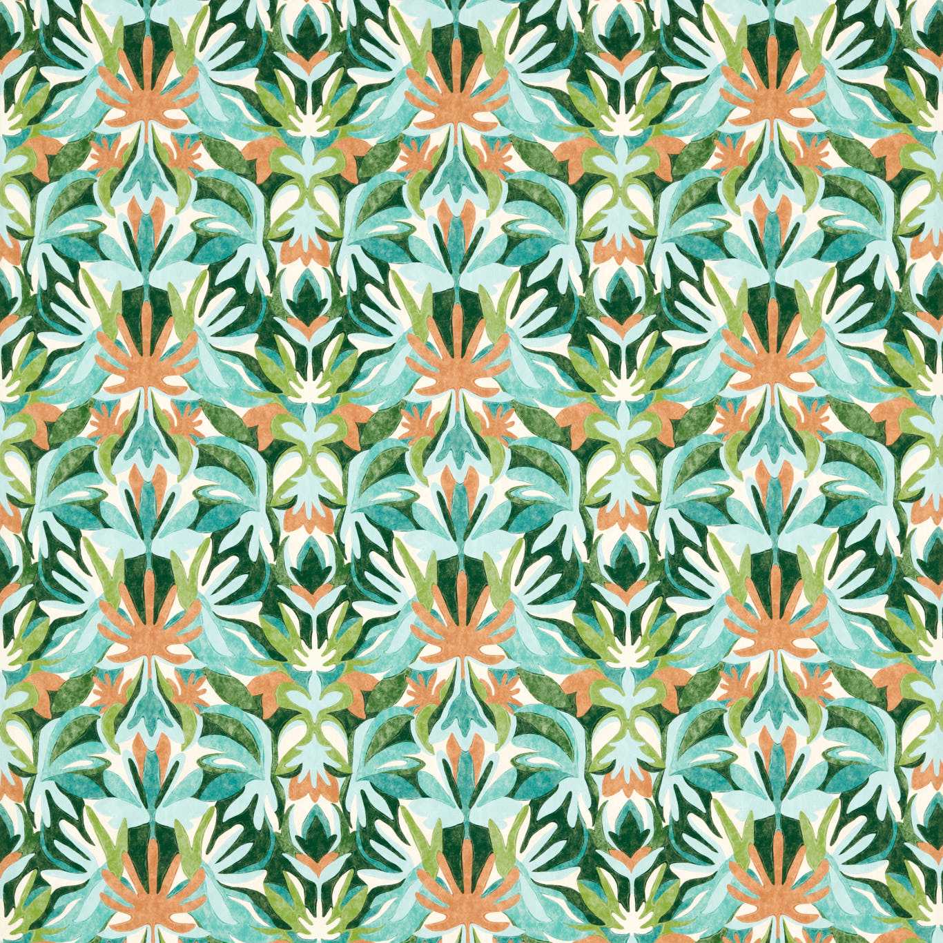 Melora - Fig Leaf/Paprika/Azul fabric | Indoor/Outdoor Prints | Harlequin