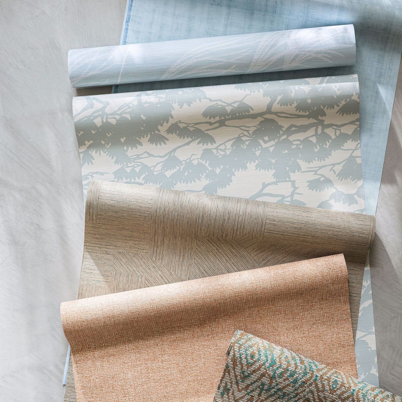 Papyrus Wallpaper - Sky/Indigo wallpaper | Kasuri Wallpapers | Harlequin