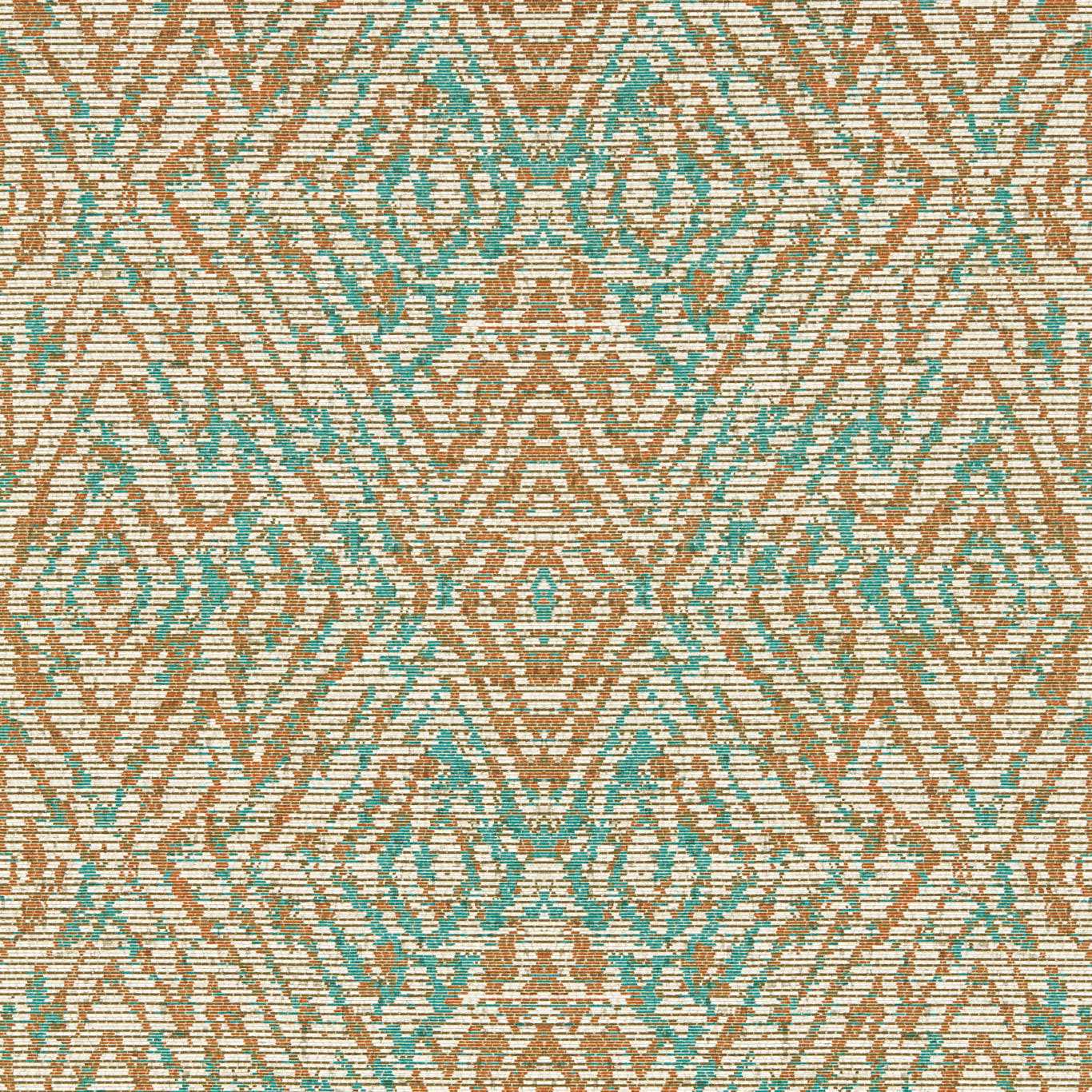 Hansha Wallpaper - Paprika/Teal wallpaper | Kasuri Wallpapers | Harlequin