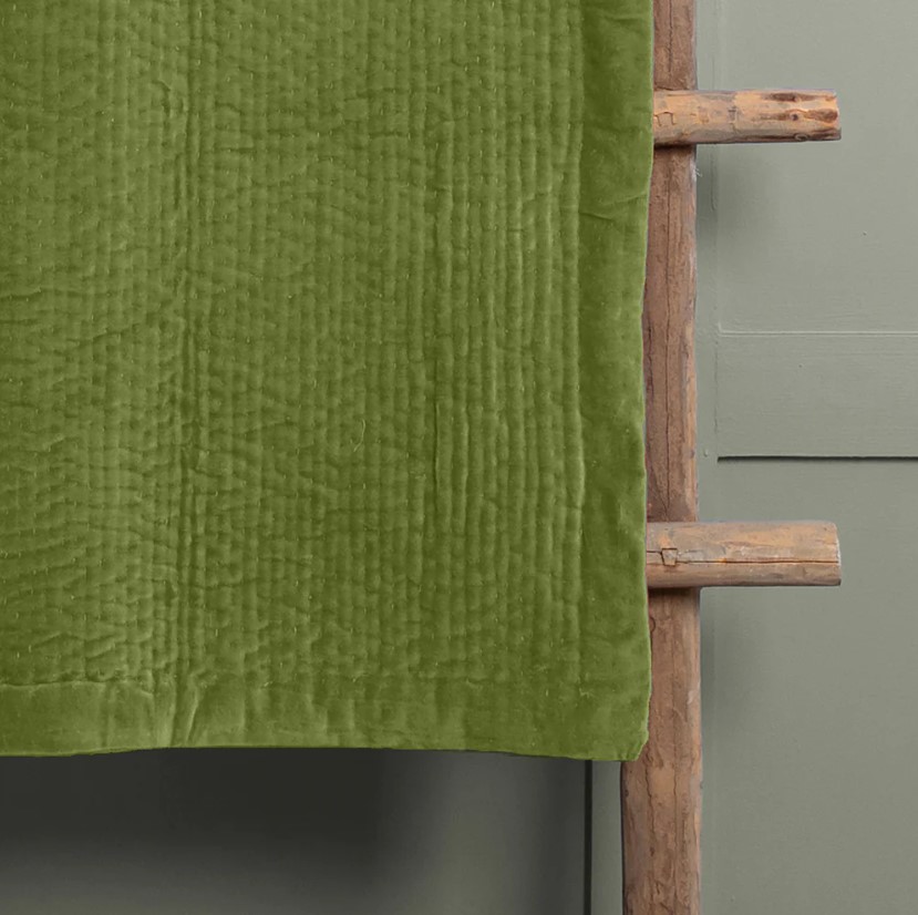 Haze Grass - Quilted Velvet Throw | Designer Throws