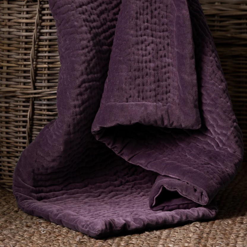 Haze Plum - Quilted Velvet Throw | Designer Throws