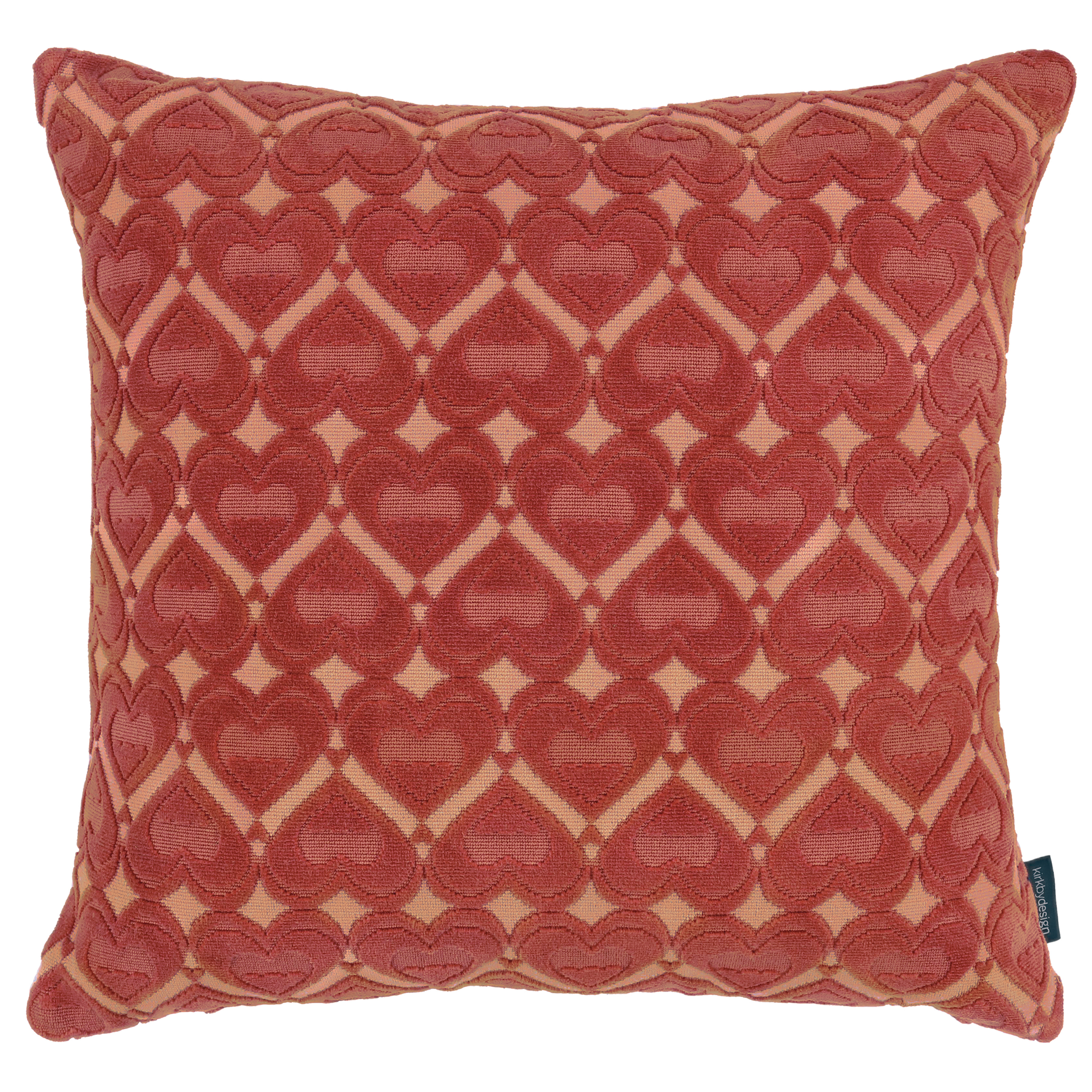 Kirkby Design - Hearts Cushion - Ruby | Patterned & Embroidered Cushions