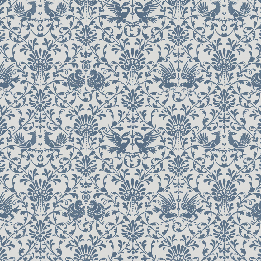 Heraldic Birds - Blue fabric | V & A Classic Collection | Arley House