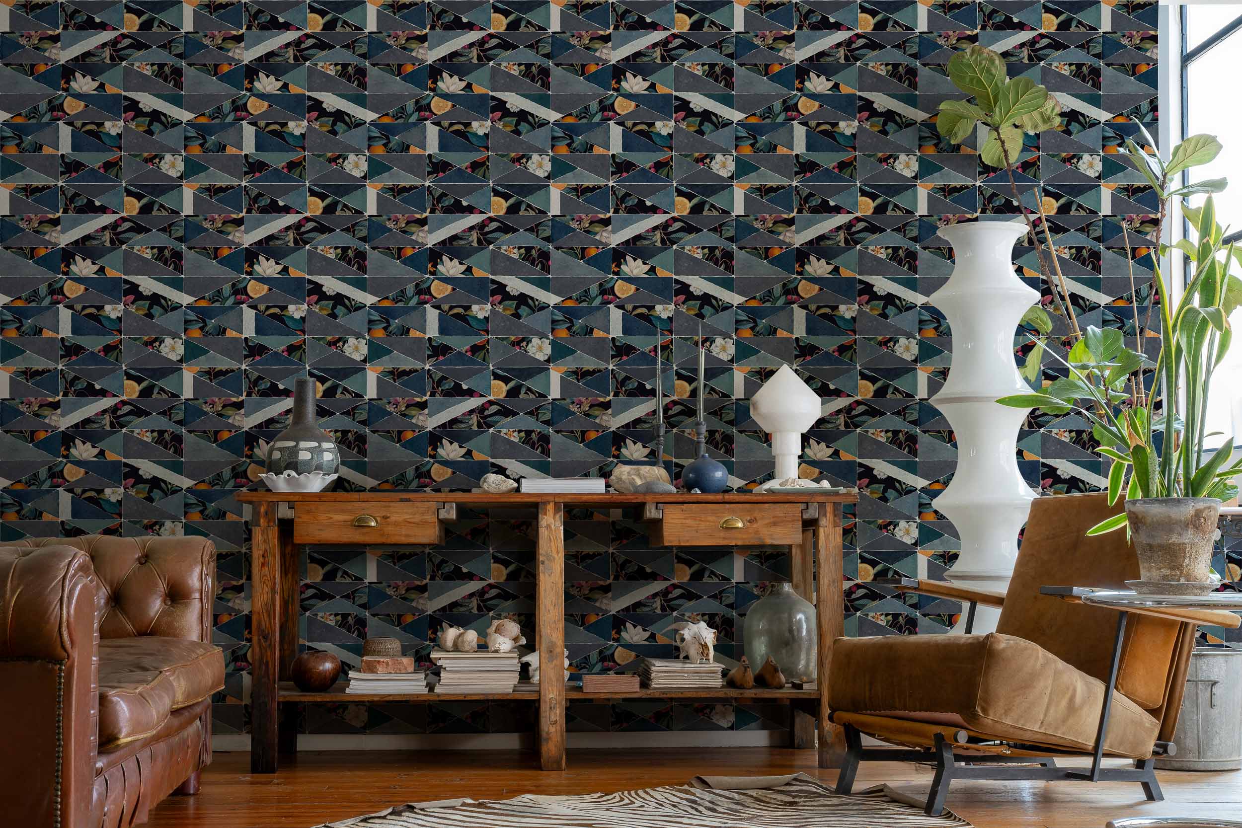 Hidden Fruits - Blue wallpaper | Playful Layers | Tres Tintas