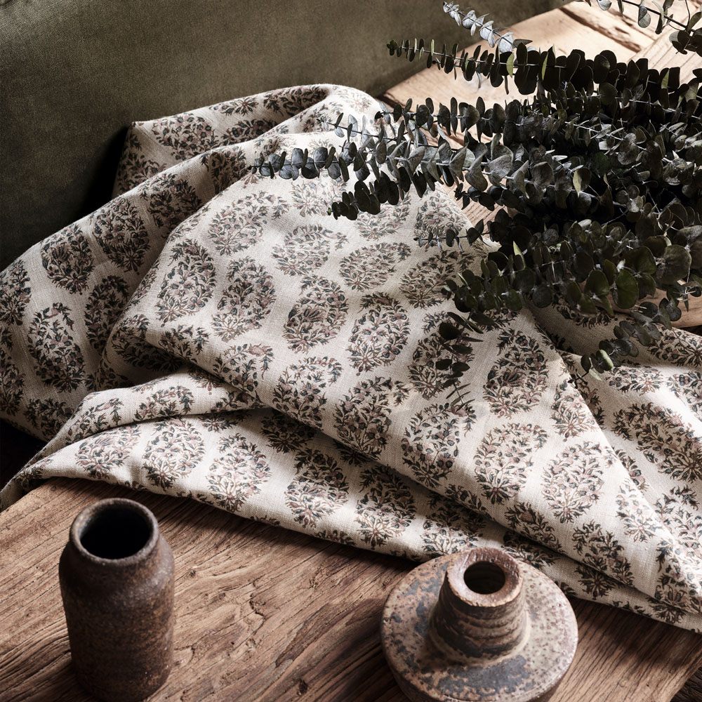 Jaipur - Cumin fabric | Eclectic Linen Prints | Mark Alexander