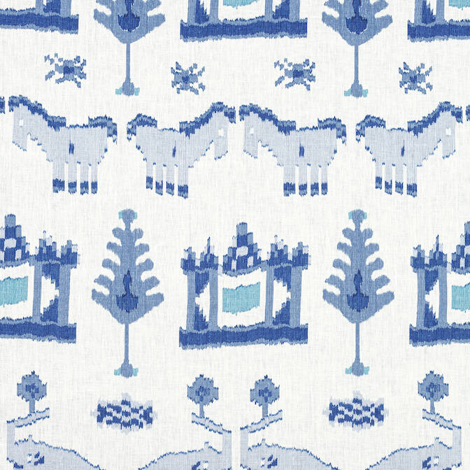 Kingdom Parade - Blue and White fabric | Ceylon Fabrics | Thibaut