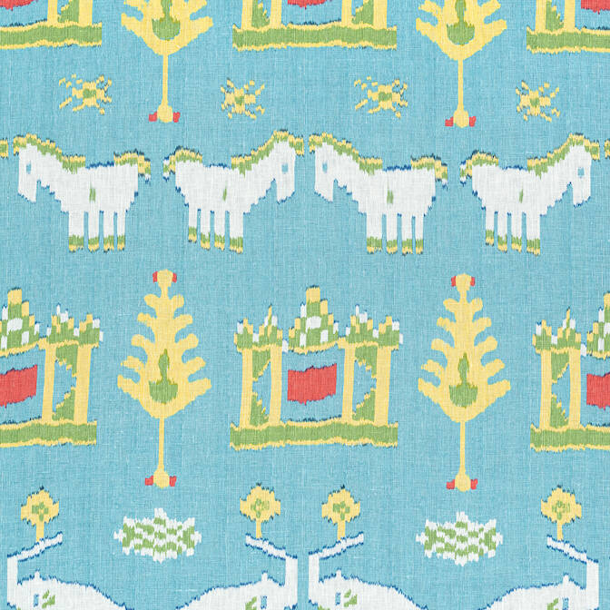 Kingdom Parade - Turquoise fabric | Ceylon Fabrics | Thibaut