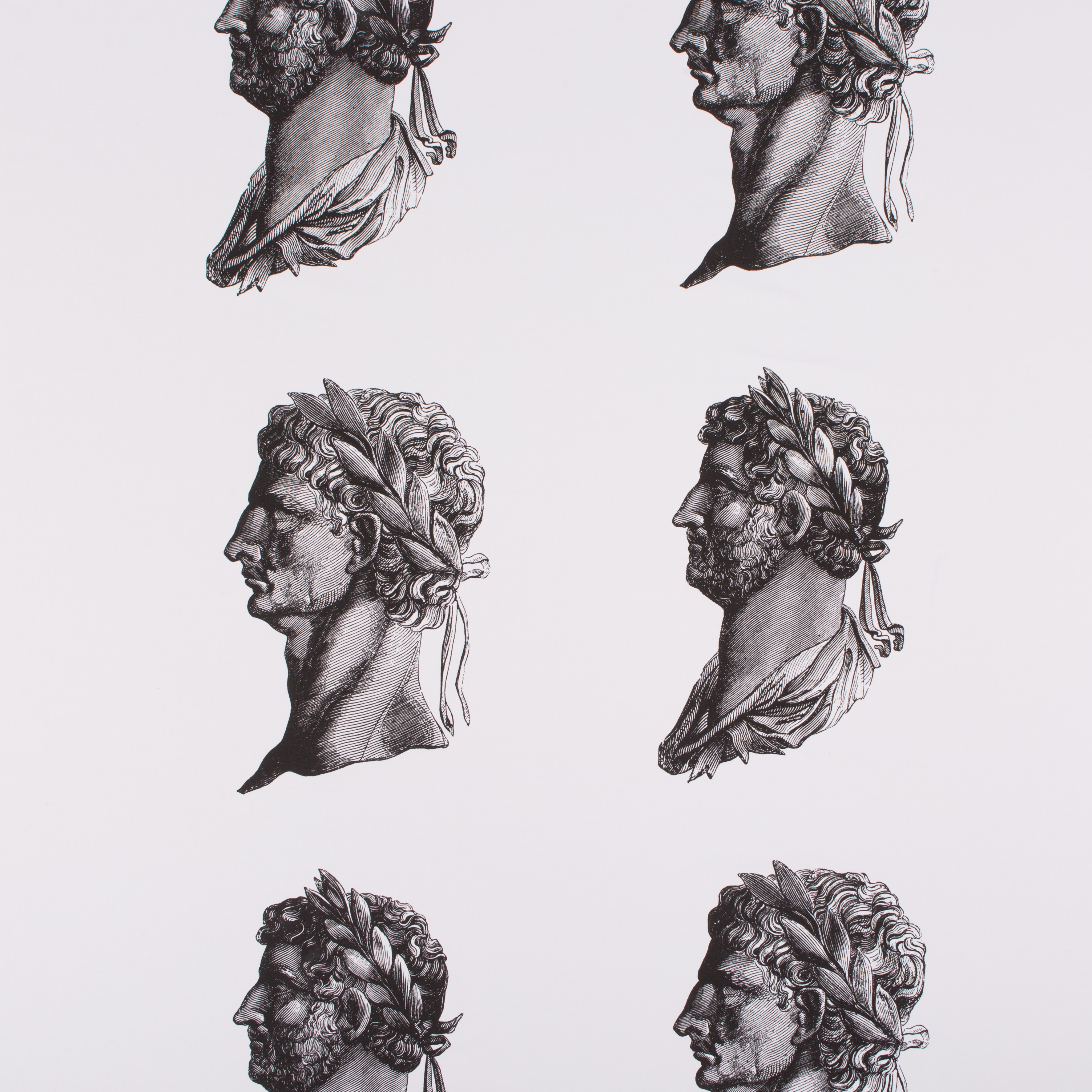 Large Roman Heads - Black on White fabric | Roman Collection - Fabrics ...