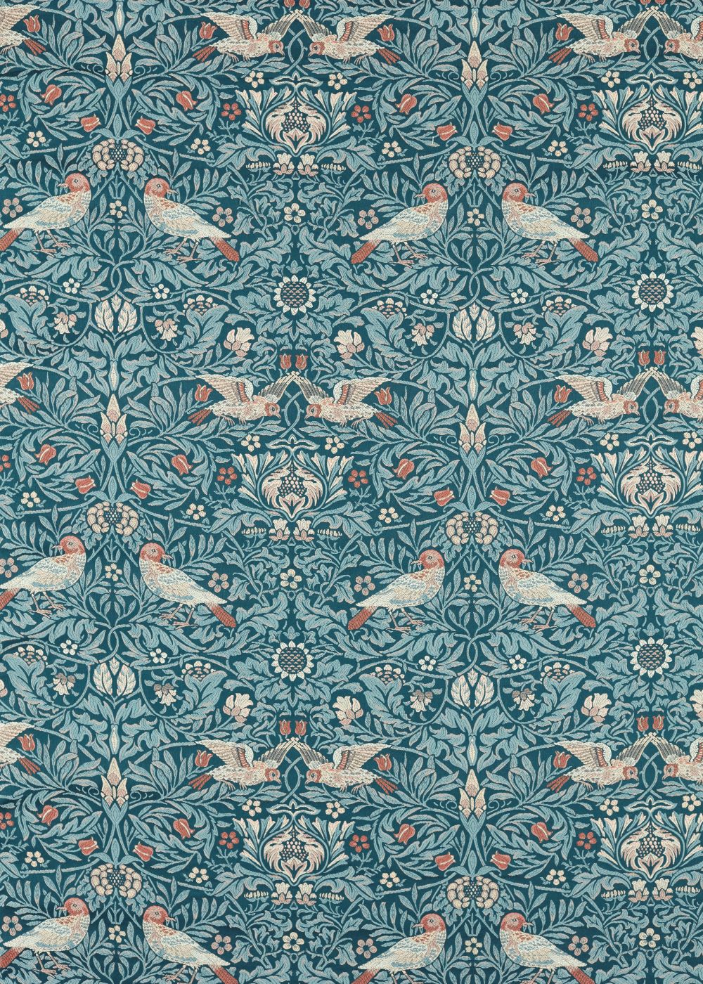 Bird Tapestry - Webbs Blue fabric | Emery Walkers House | Morris & Co