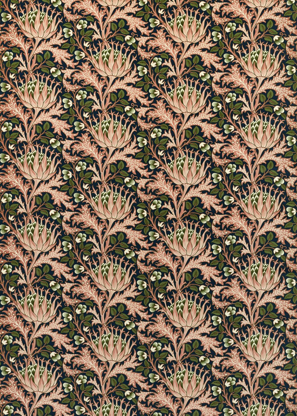 Artichoke Velvet - Inky Fingers/Blush fabric | Wardle Velvets | Morris & Co
