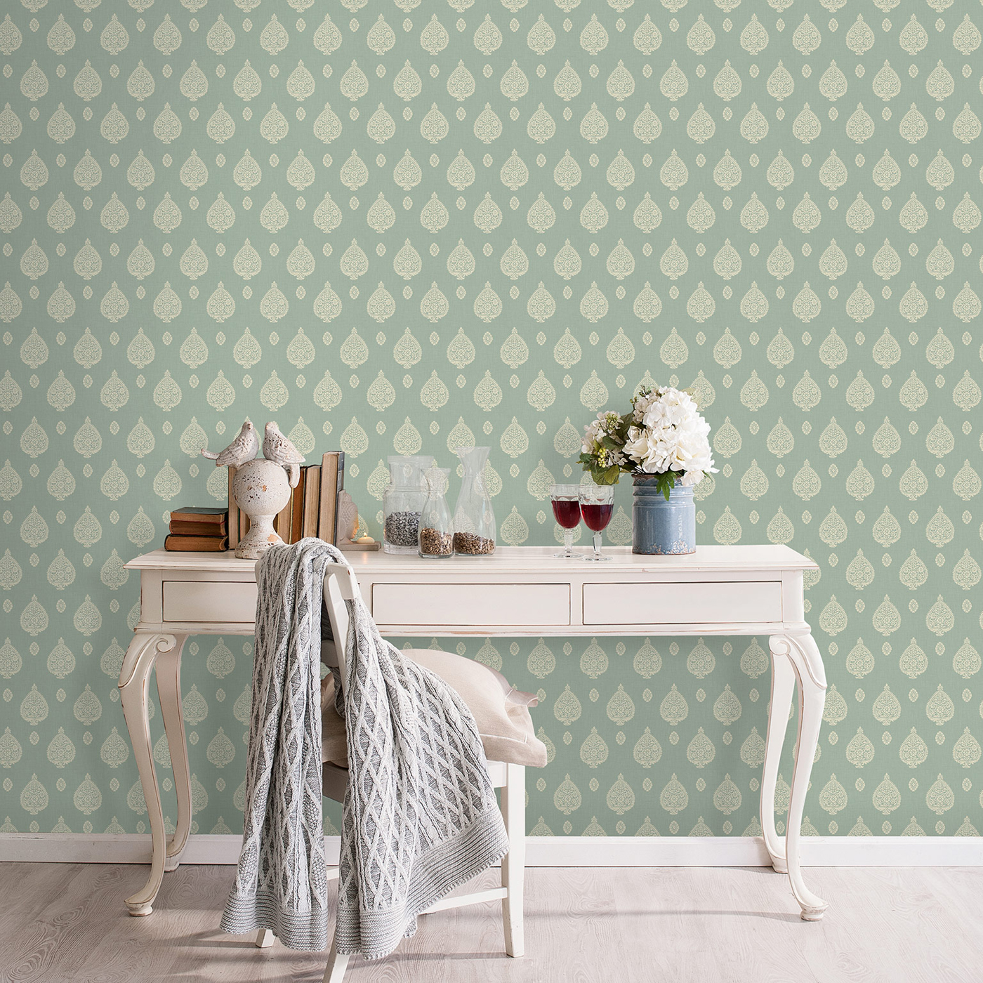 Malaya - Duck Egg wallpaper | Birchgrove Wallpaper | The Design Archives