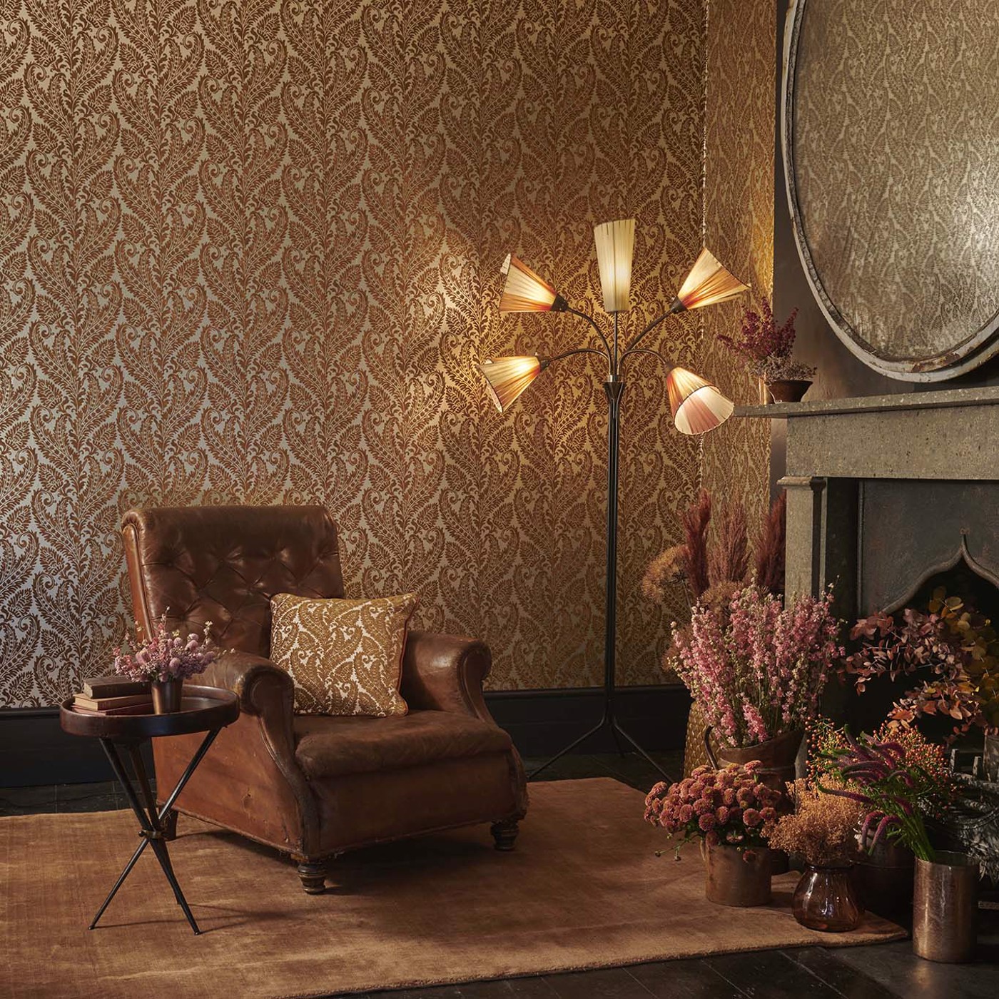 Regale - Russet/Gilver wallpaper | Marianne Wallpaper | Clarke & Clarke