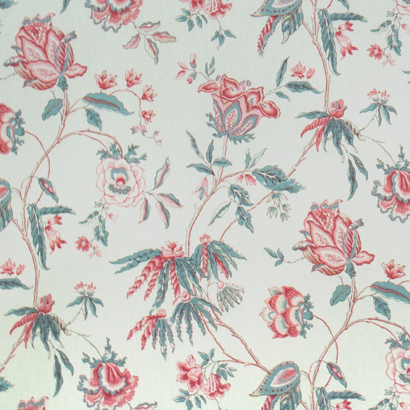 Ovington - Raspberry and Teal fabric | Revival Print Collection ...