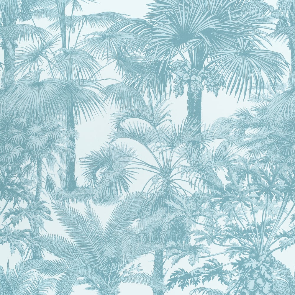 Palm Botanical - Spa Blue fabric | Tropics fabrics | Thibaut