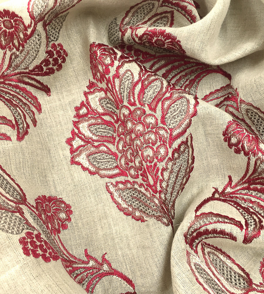 Pasha Embroidery - Rajah Red fabric | Appleshaw | Ian Sanderson