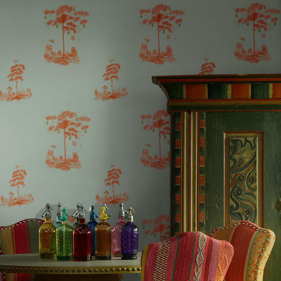 Pear Tree - Sunset Orange wallpaper | Kit Kemp | Andrew Martin