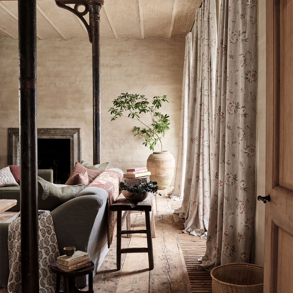 Peony - Coromandel Red fabric | Eclectic Linen Prints | Mark Alexander