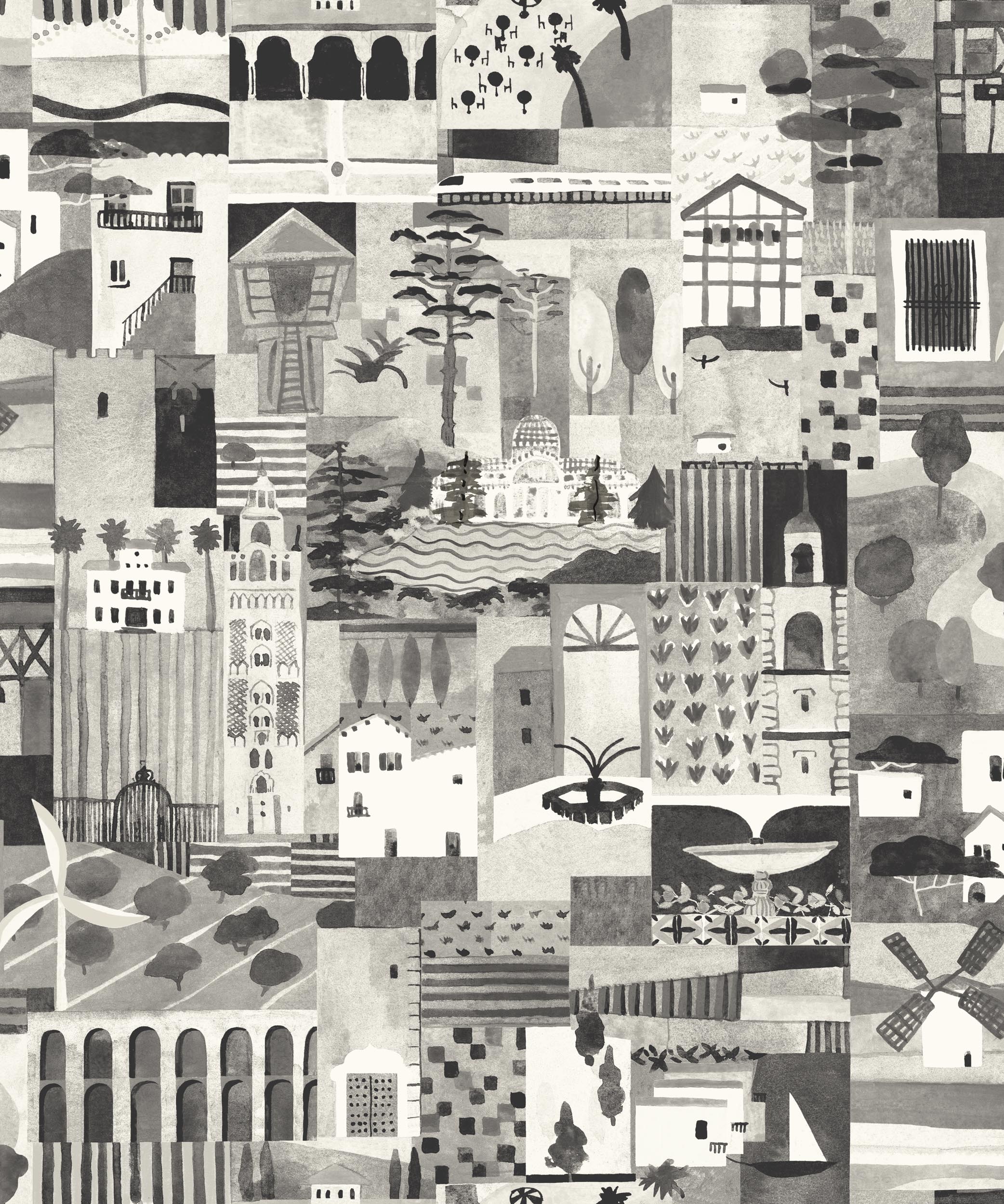 Postal - Black and White wallpaper | Solera | Tres Tintas