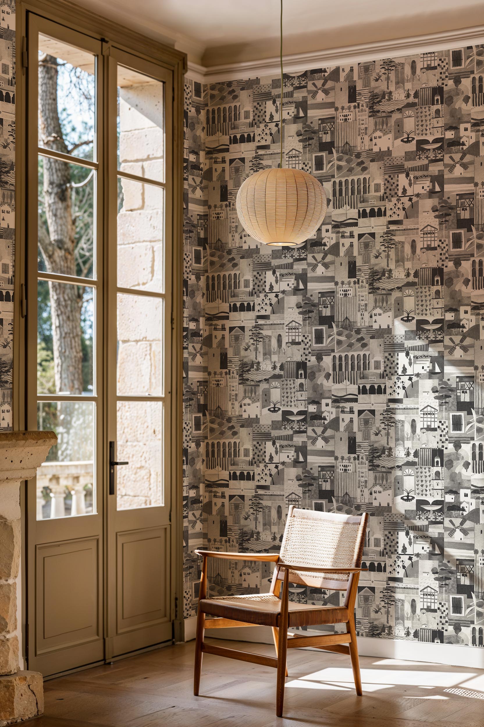 Postal - Black and White wallpaper | Solera | Tres Tintas