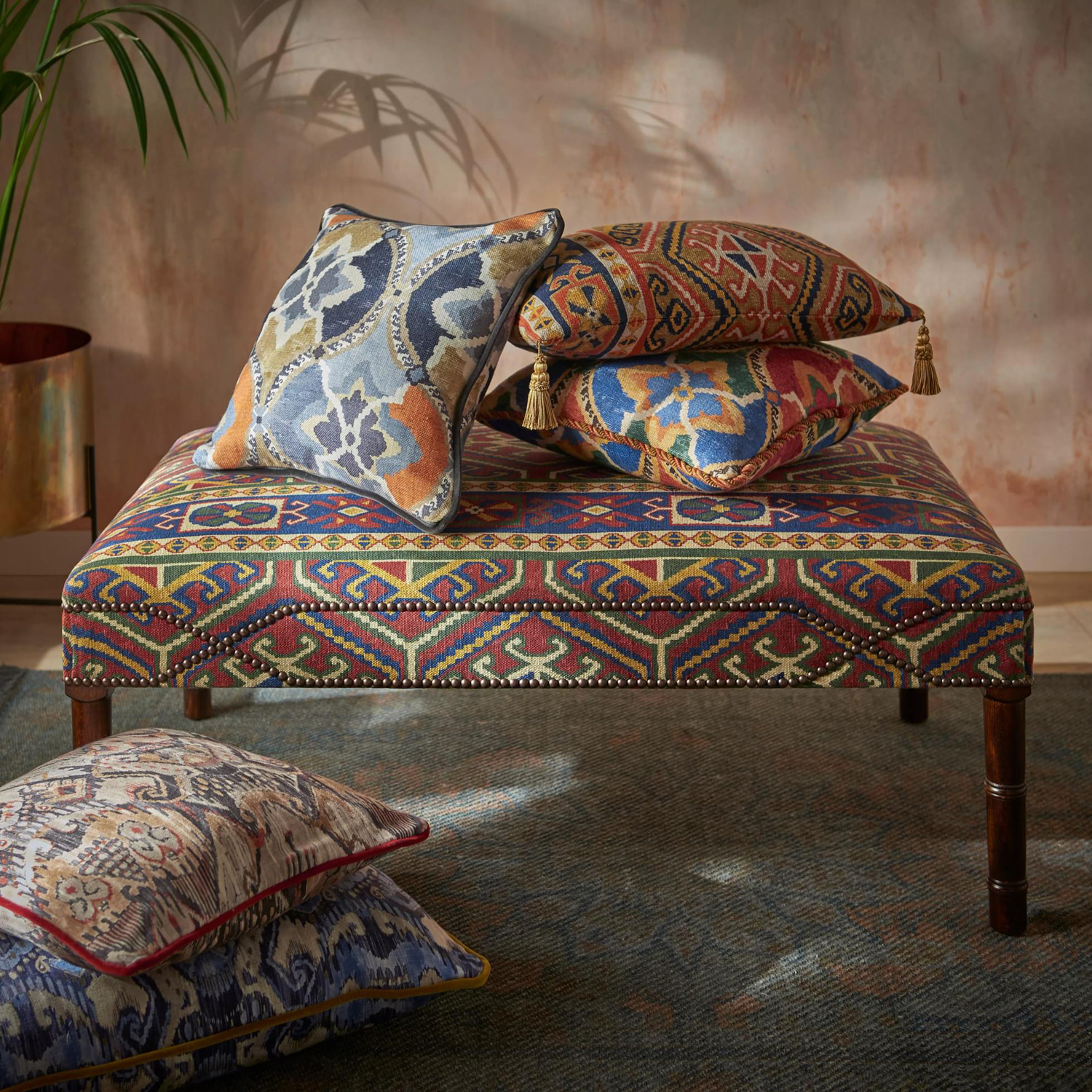 Qarshi - Marrakesh Red fabric | Samarkand Ikat & kilim | The Design ...