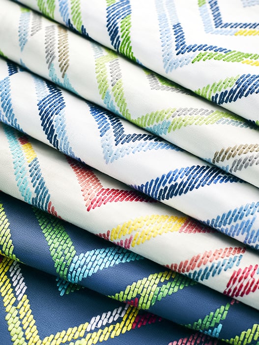 Hamilton Embroidery - Navy fabric | Canopy Fabrics | Thibaut