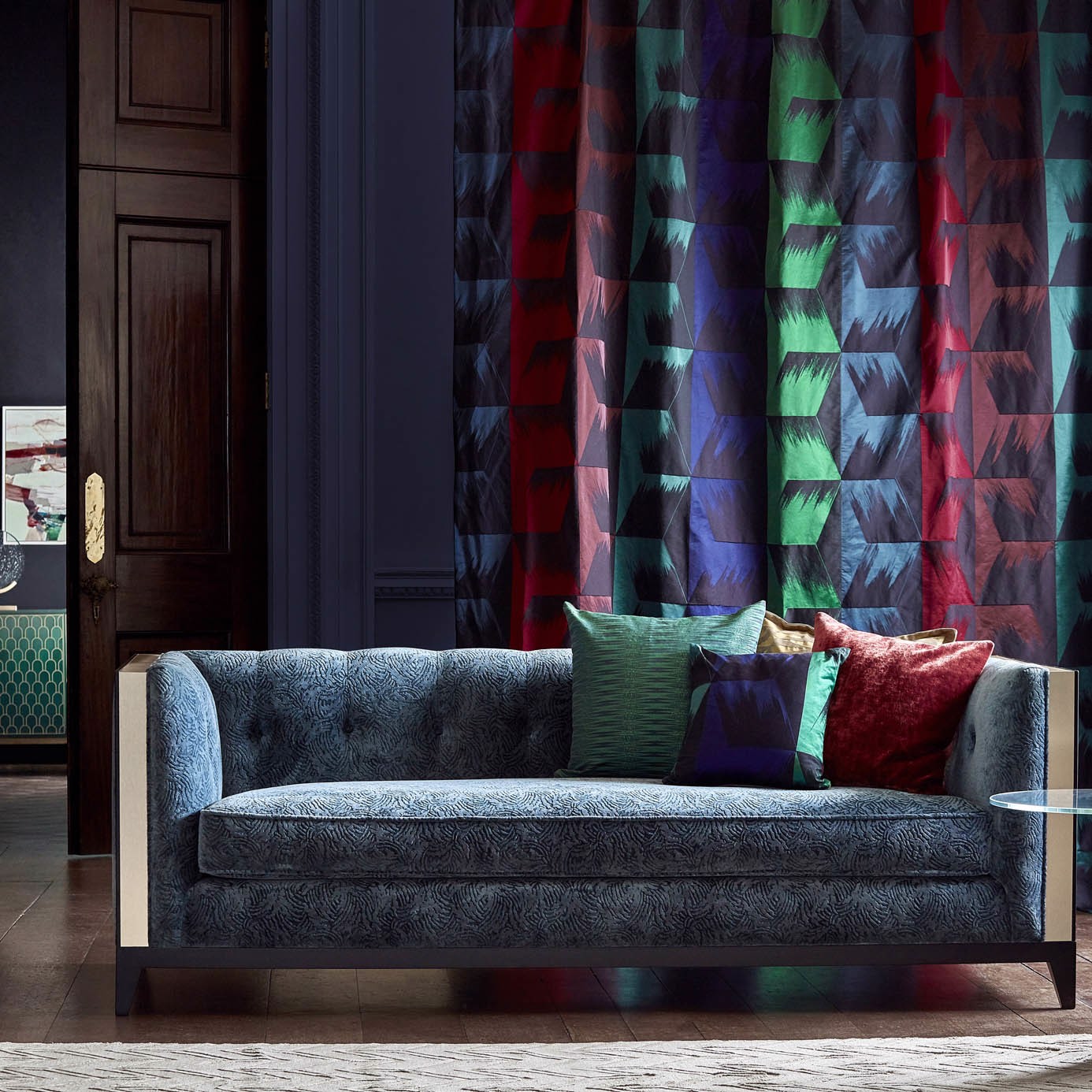 Rhombi Stripe - Jewel fabric | Icons Fabrics | Zoffany
