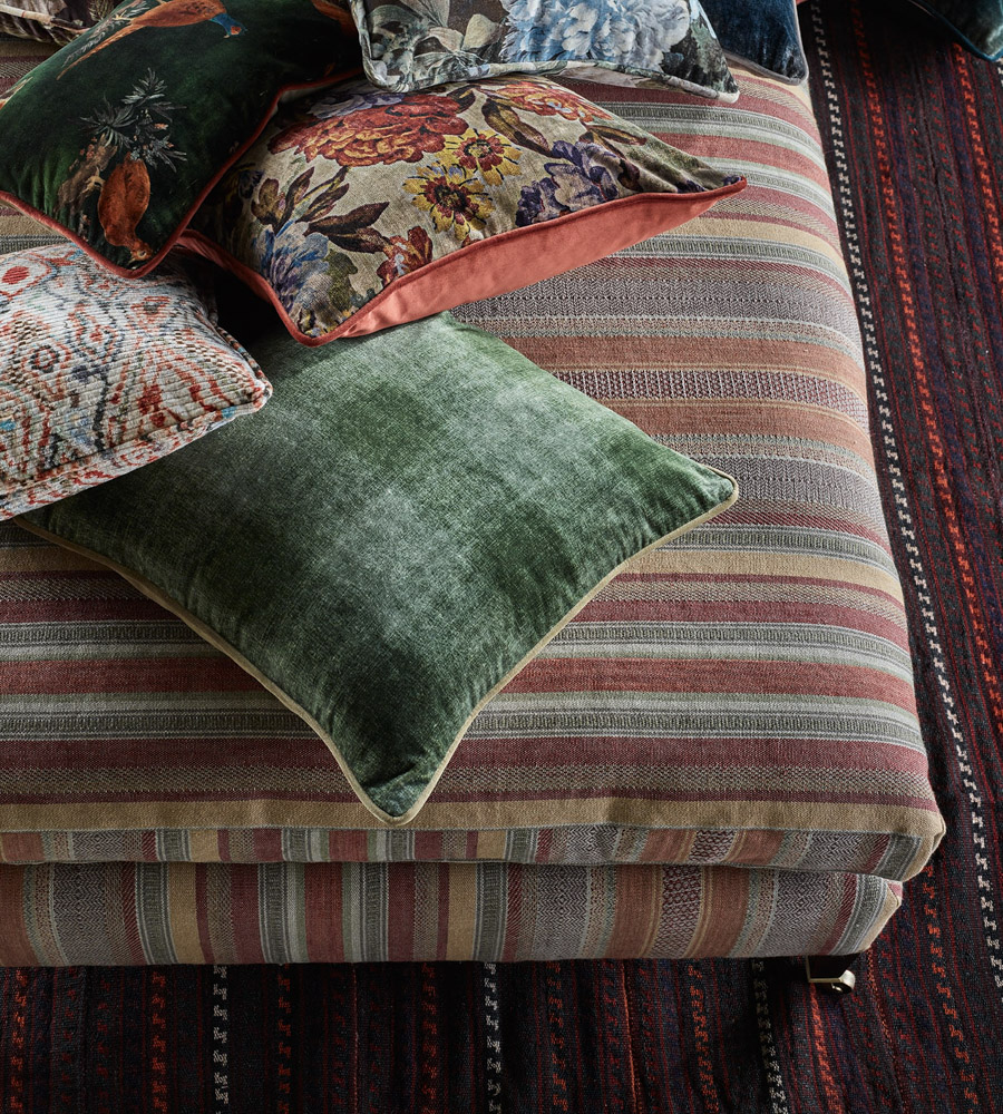 Rustic Stripe - Red/Plum fabric | Modern Country I | Mulberry Home