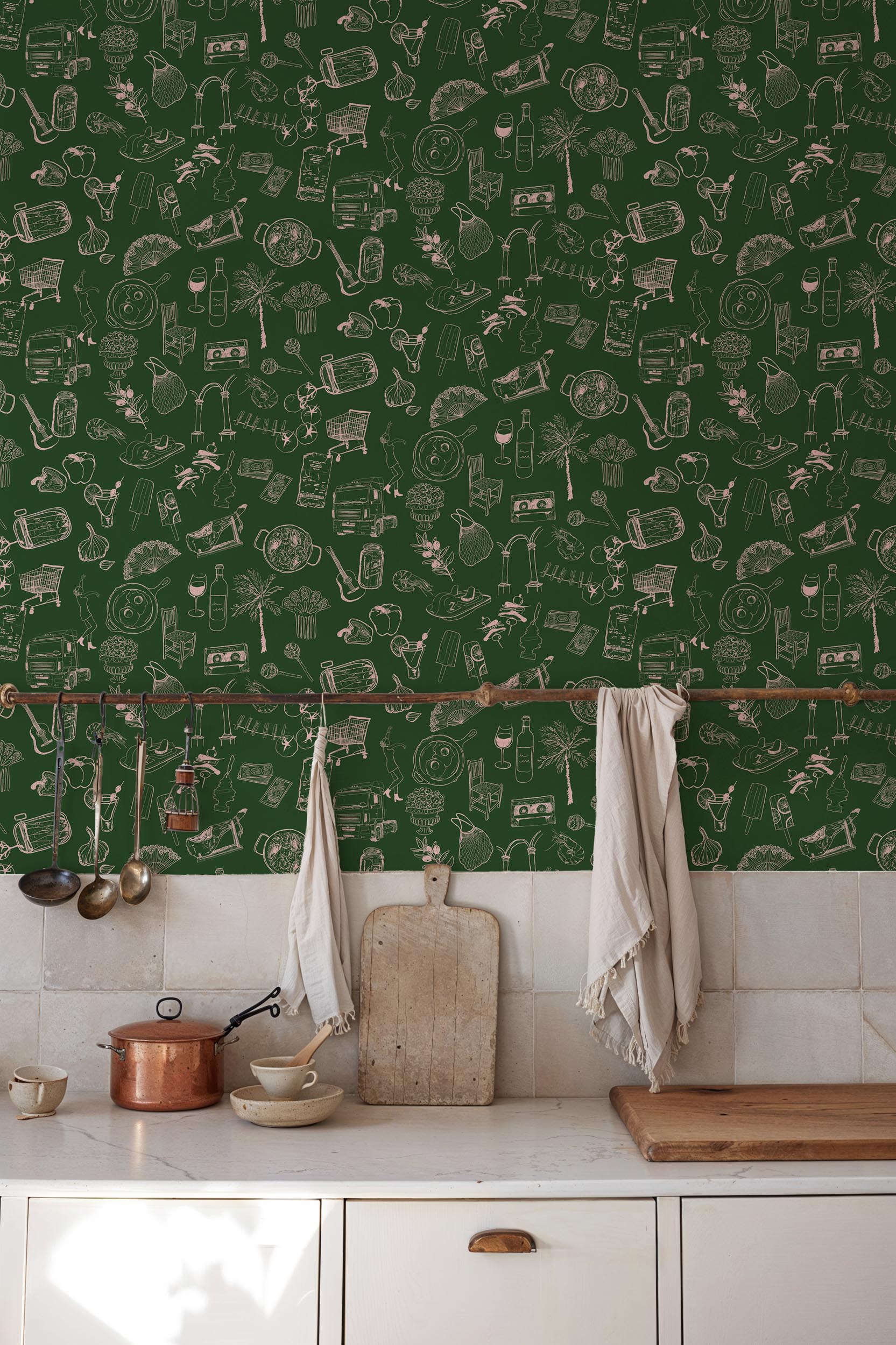 Souvenirs - Green wallpaper | Solera | Tres Tintas