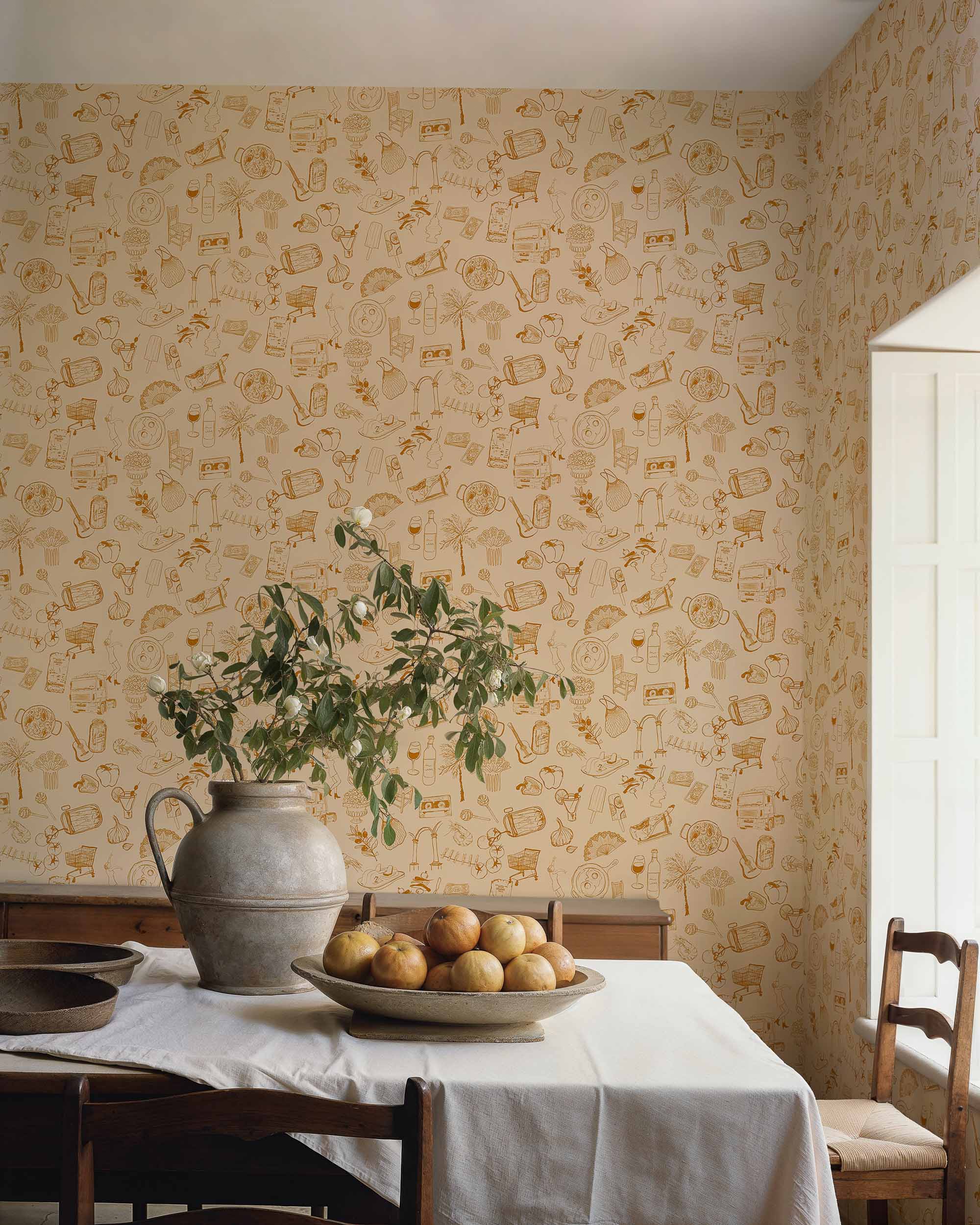 Souvenirs - Yellow wallpaper | Solera | Tres Tintas